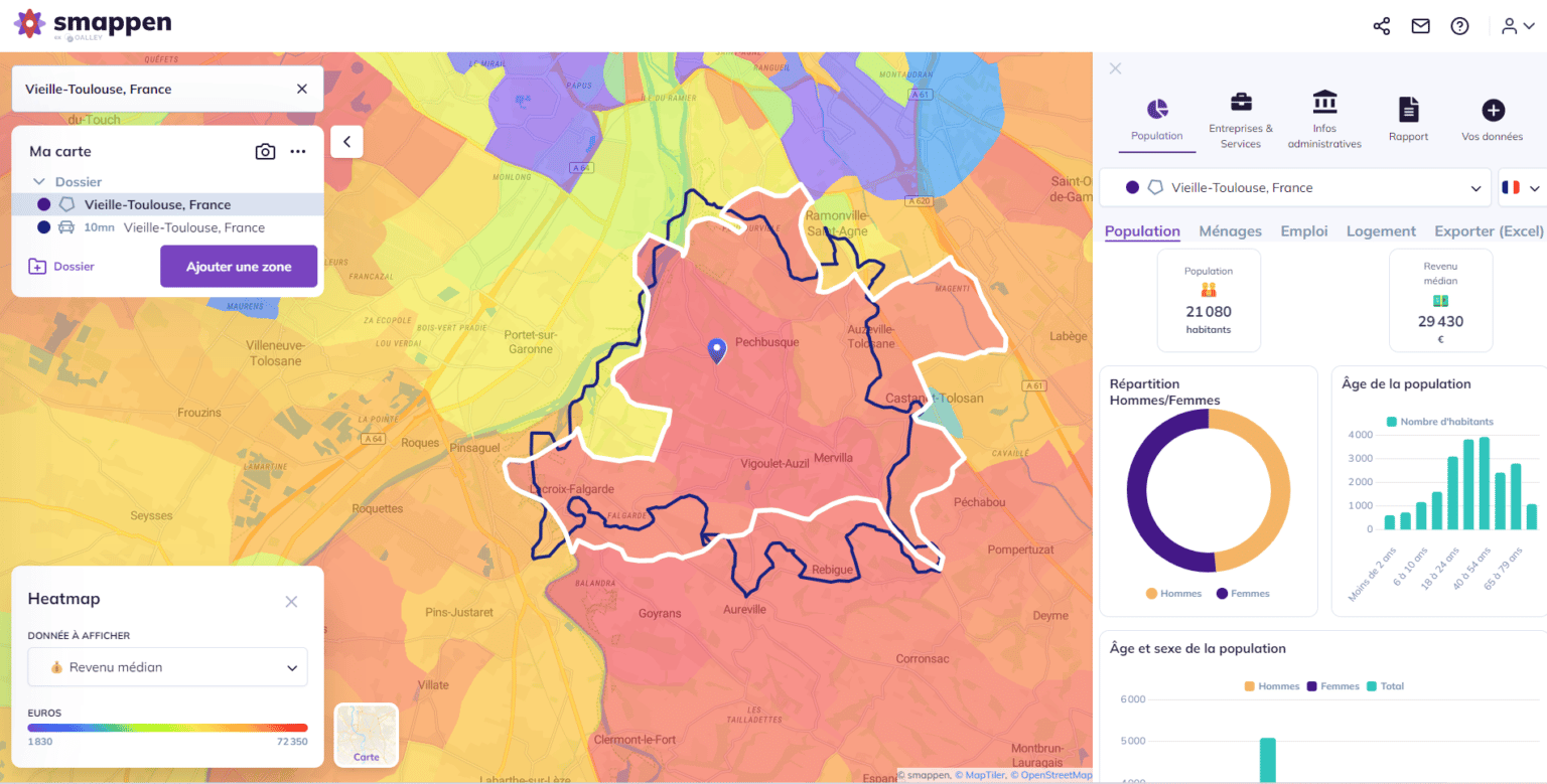 Zone de chalandise - Guide et outil gratuit pour tracer vos zones - smappen