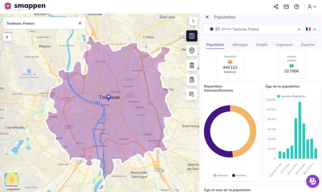 Isochrone [Définition & Application pour une zone de chalandise] - smappen