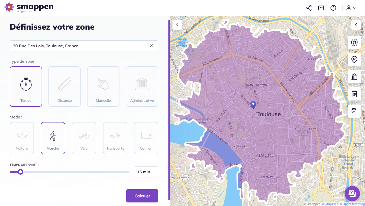 Isochrone [Définition & Application pour une zone de chalandise] - smappen