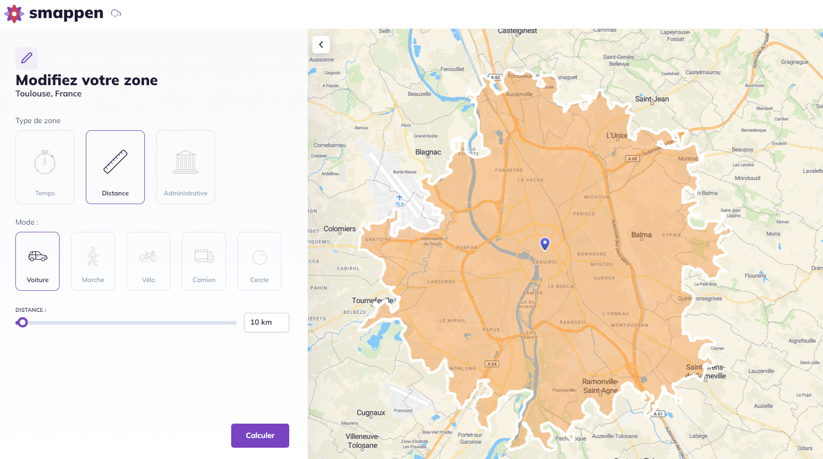 Calculer une distance à vol d’oiseau entre deux adresses | Smappen ...
